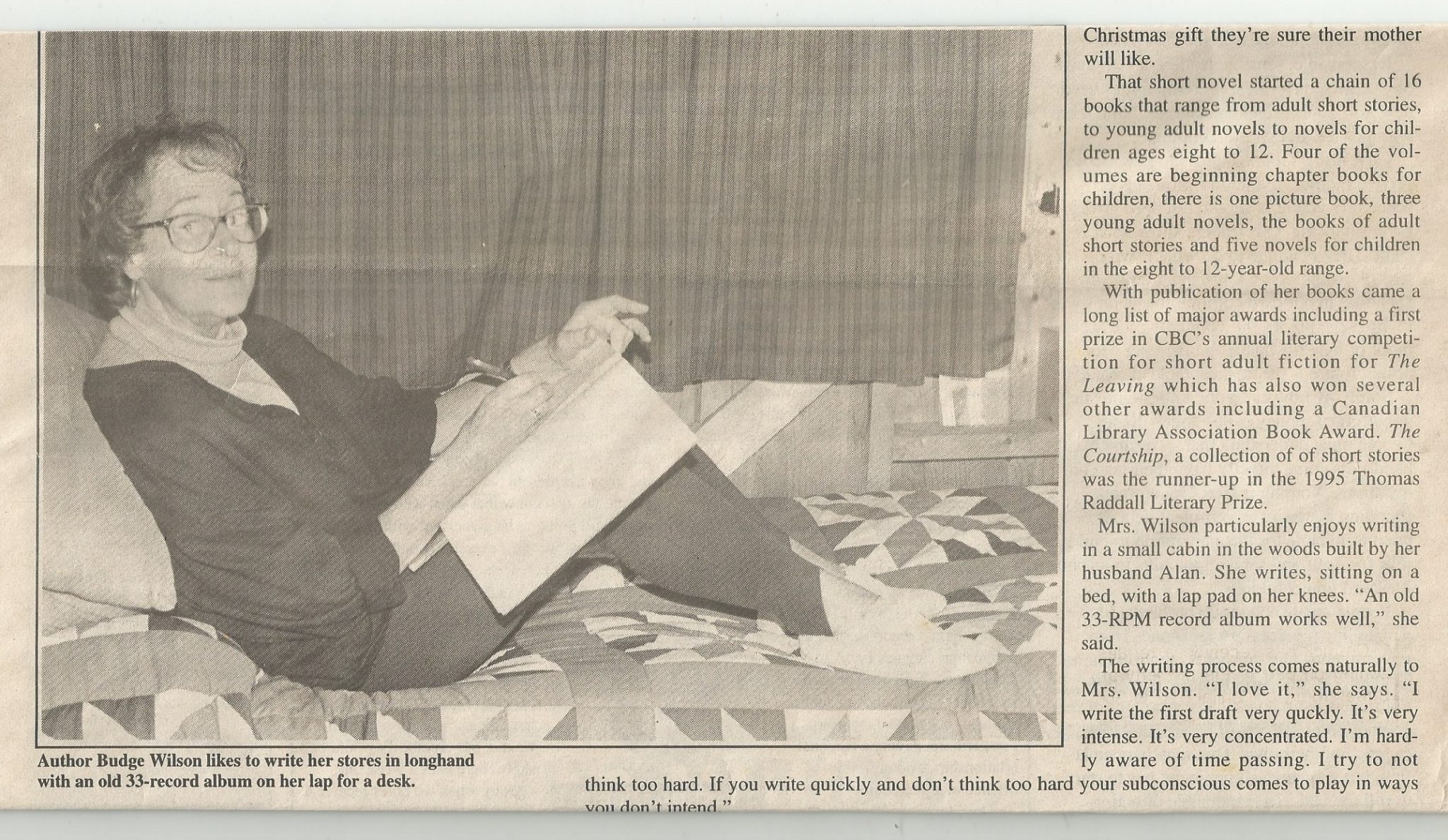 Remembering Budge Wilson – Writers’ Federation of Nova Scotia